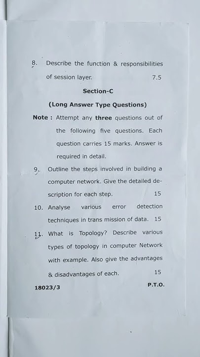 BCA 5th Semester Exam Paper Computer Network #2023/2024 #ccsuniversity ...