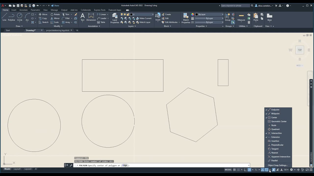 Autocad basis 8: rechthoek, regelmatige veelhoek en ellips tekenen en ...