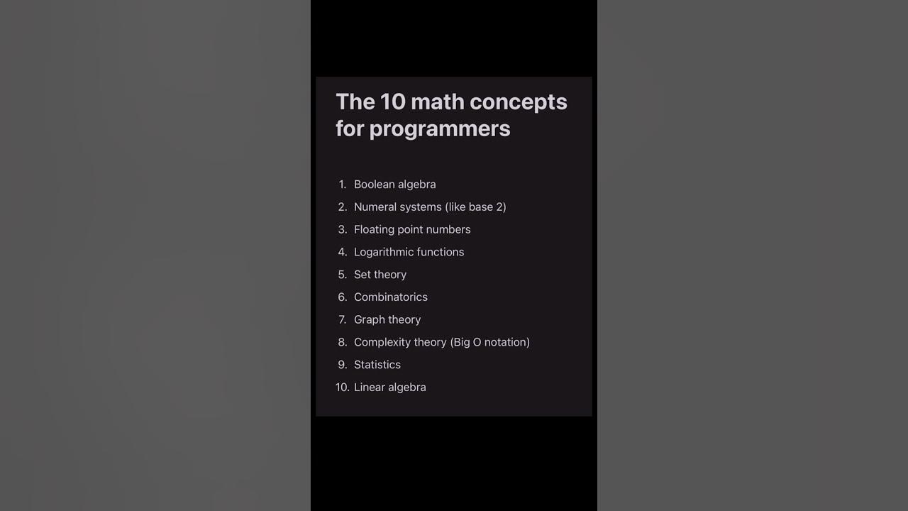 The 10 math concepts For Programmers - YouTube