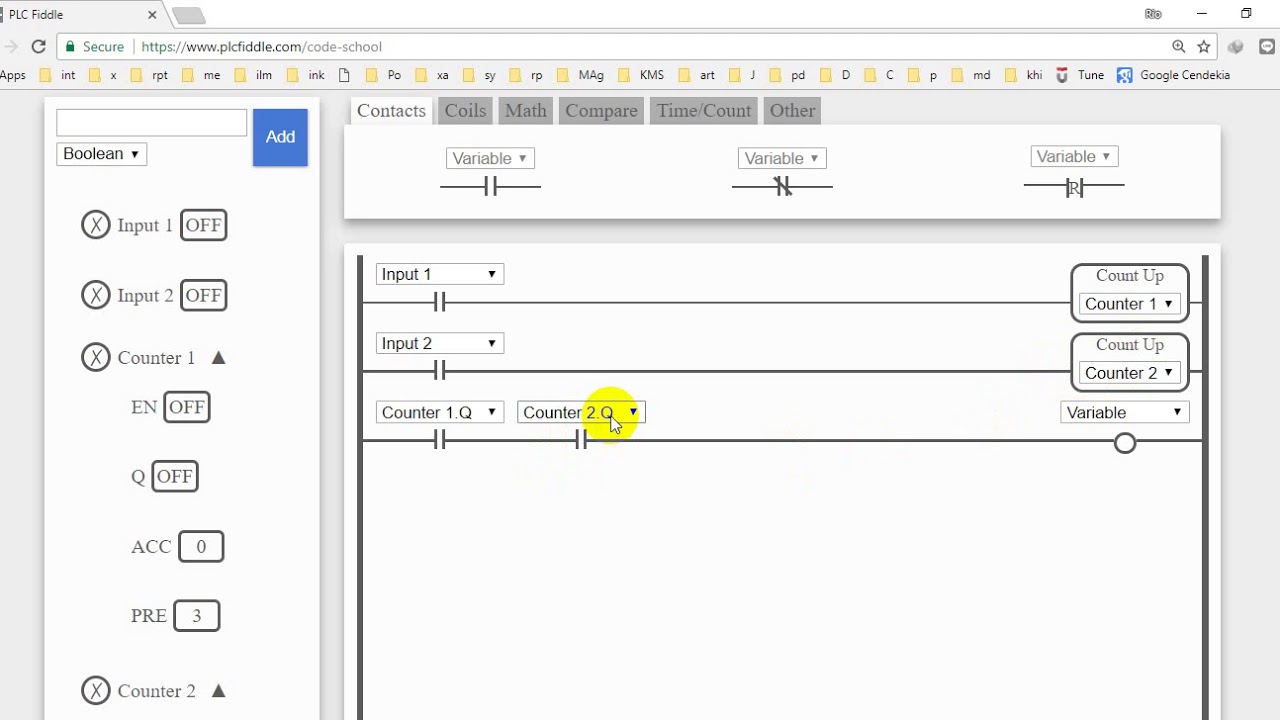 PLC fiddle Counter 04 AND gate+Counter - YouTube