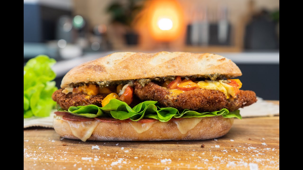 Loaded Chicken Schnitzel Sub - YouTube