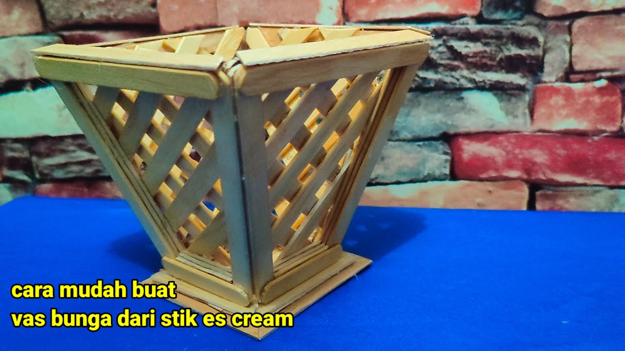 cara mudah buat vas bunga dari stik es cream | #stikescream - YouTube