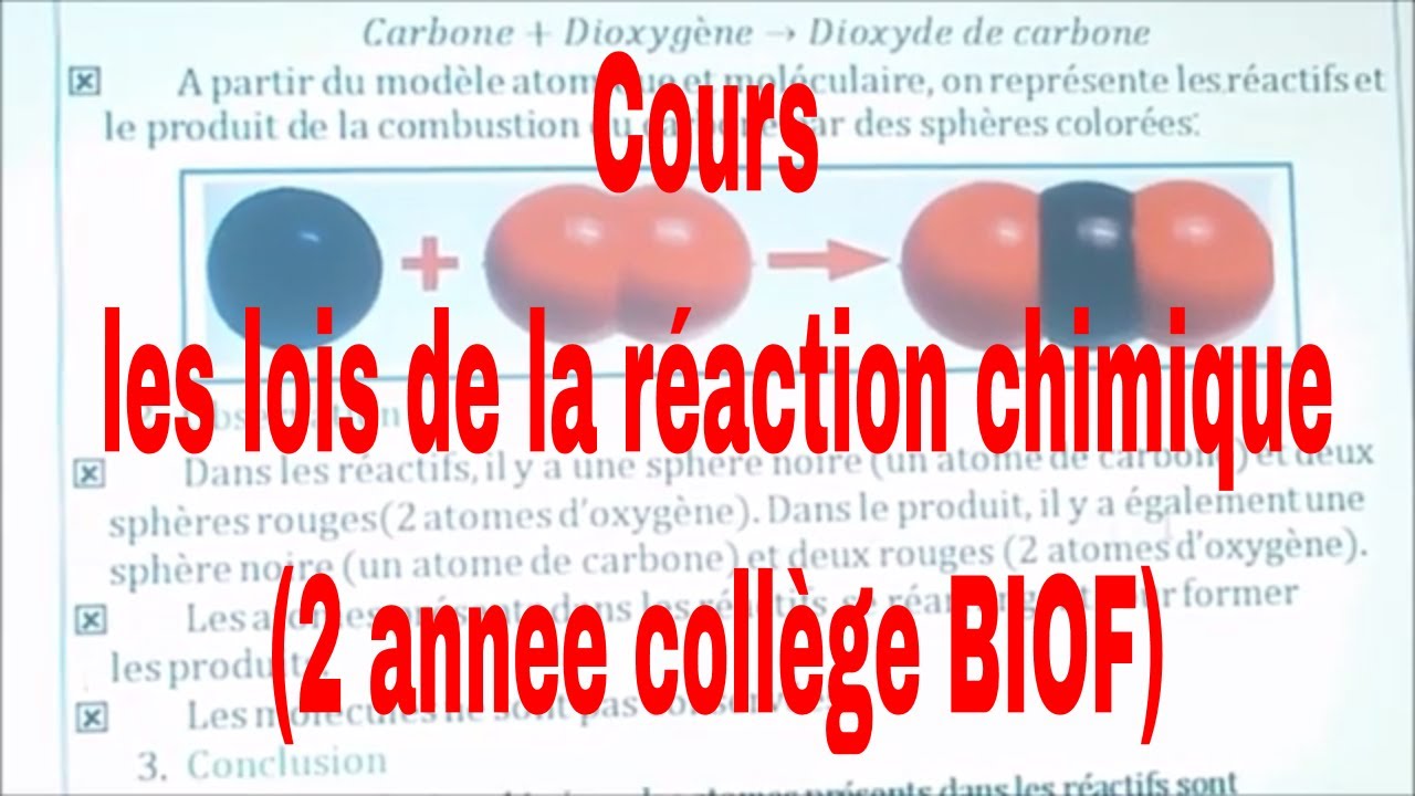 Cours les lois de la reaction chimique (2 annee collège BIOF) - YouTube