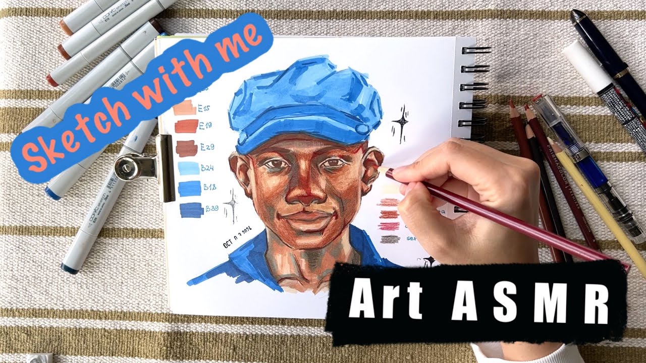 Sketching a portrait with alcohol markers | Real time relaxed sketching ...