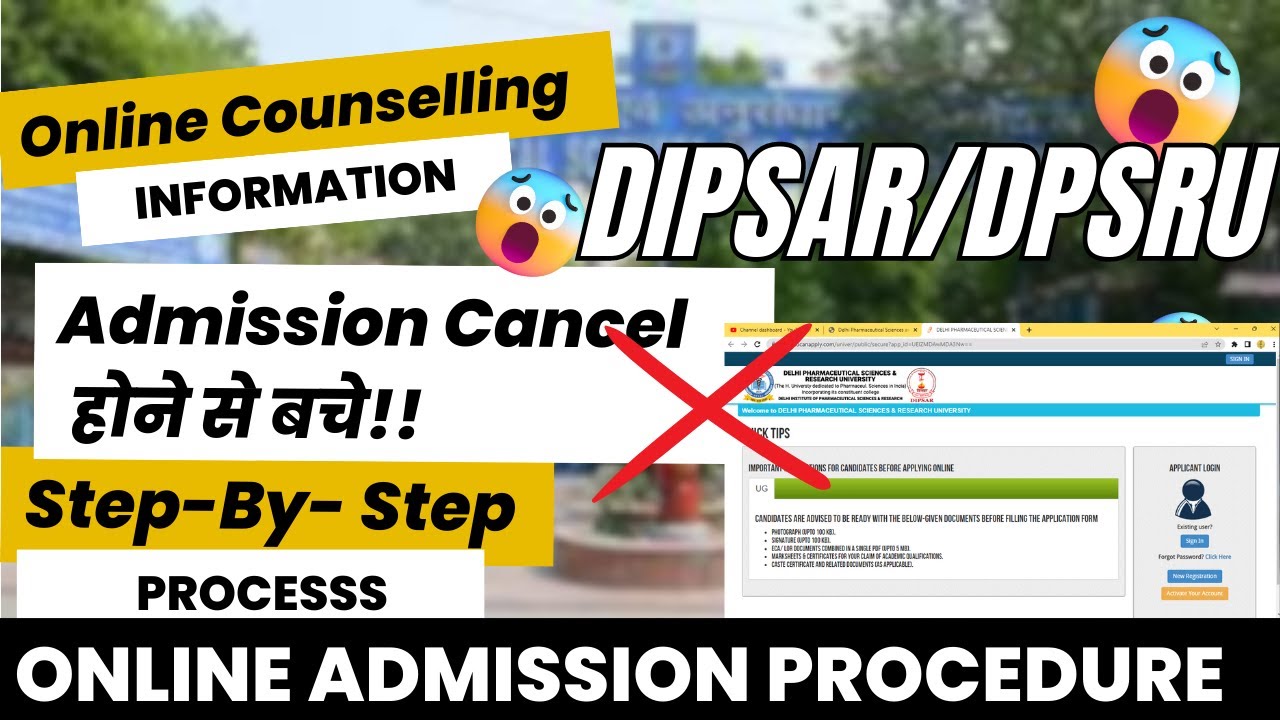Online Admission Procedure And Councelling Process For Dipsar Admission ...