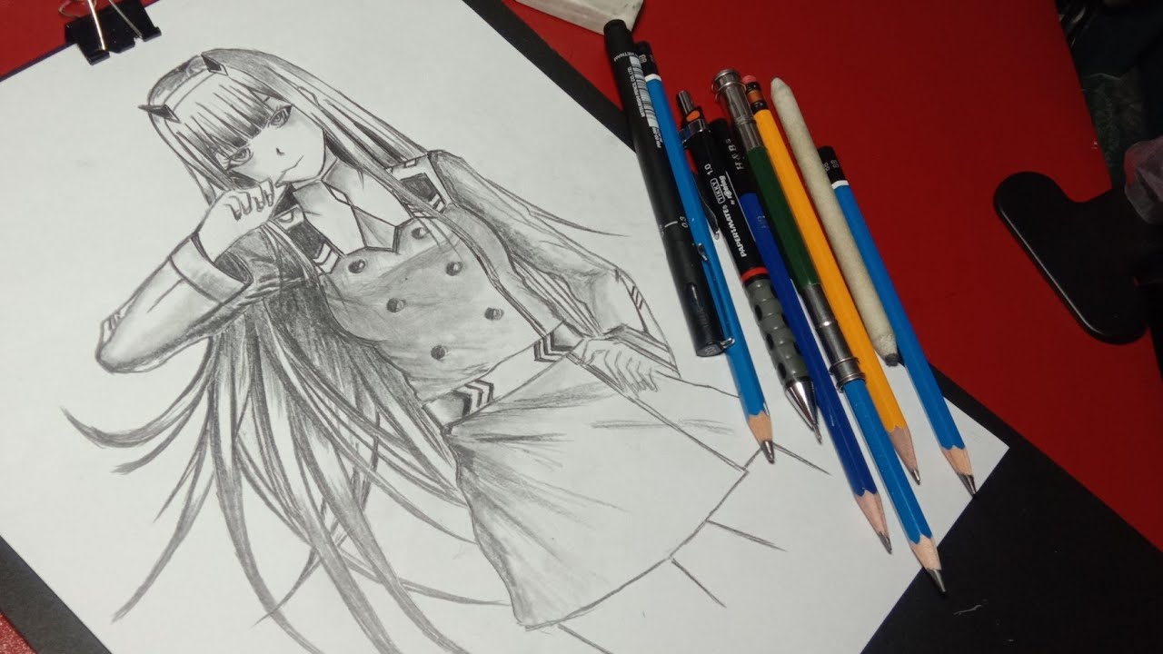 anime drawing #21 ZERO TWO(Darling in the Franxx) - YouTube