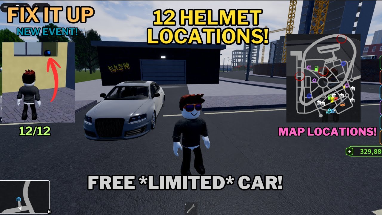 ALL 12 Helmet Event Locations in Fix it Up Roblox (Limited Car) - YouTube