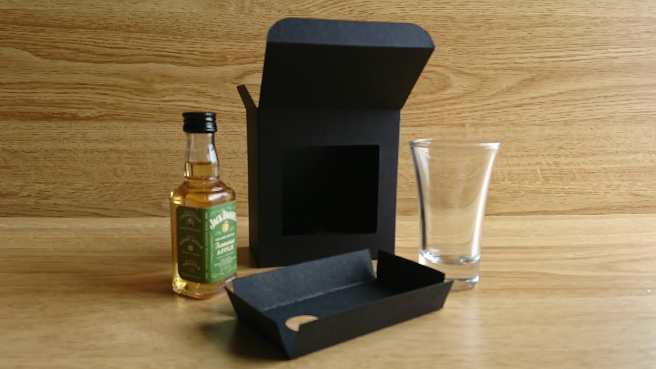 SVG file to cut a cute box for one shot glass and one miniature bottle ...