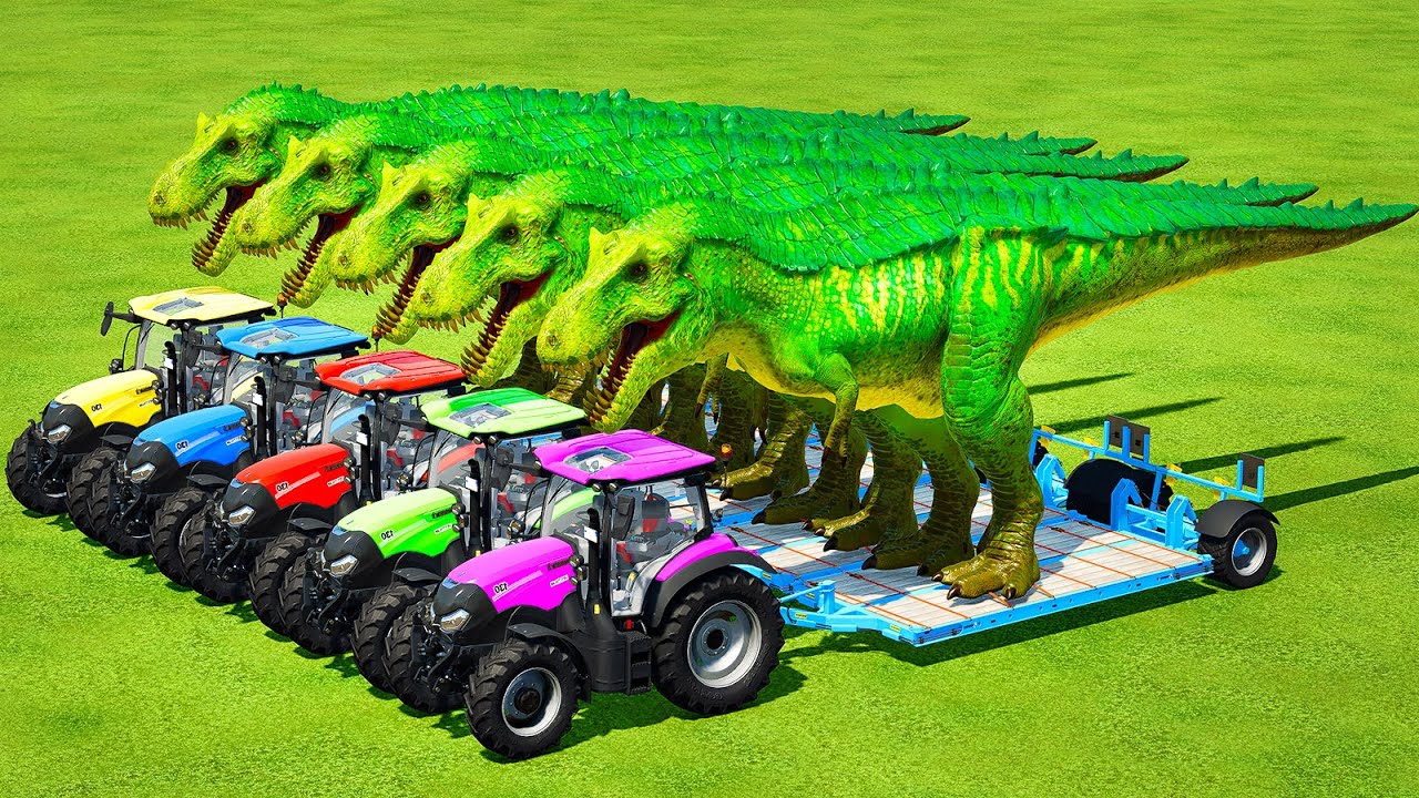 TRANSPORT TYRANNOSAURUS REX & PLANTING WITH CASE TRACTORS - Farming ...