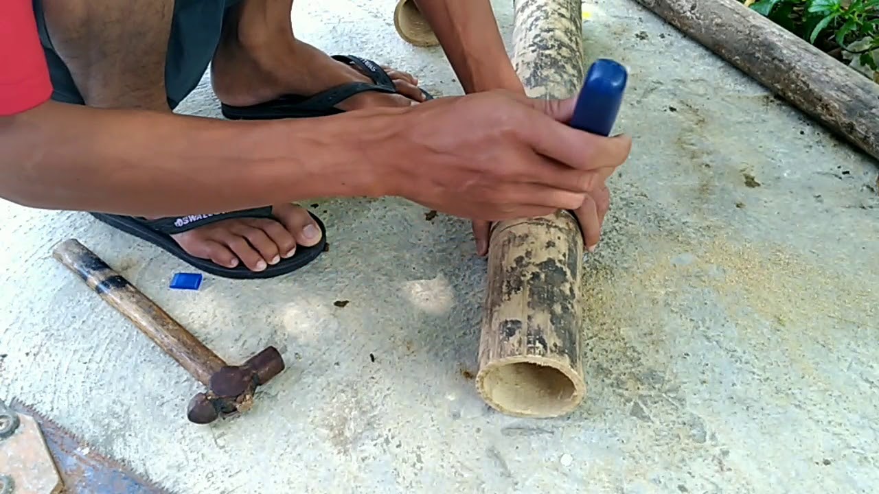 Tutorial cara membuat kentongan dengan bahan dan alat sederhana - YouTube