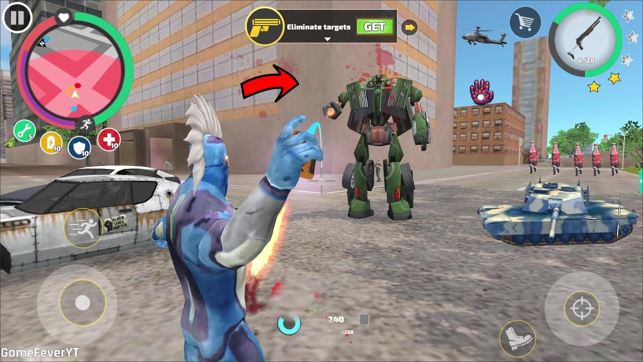 Rope Hero Vice Town (Rope Hero Throw Electric Grenade on Robot Car ...