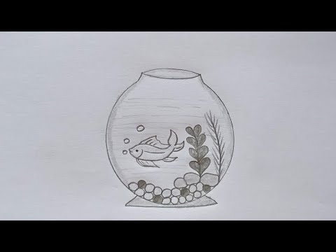 how to draw a fish bowl//fish bowl drawing step by step - YouTube
