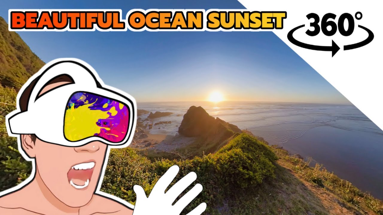 🌅 Beautiful Ocean Sunset Pacific Coast | 🥽 360 Video Experience 4K ...