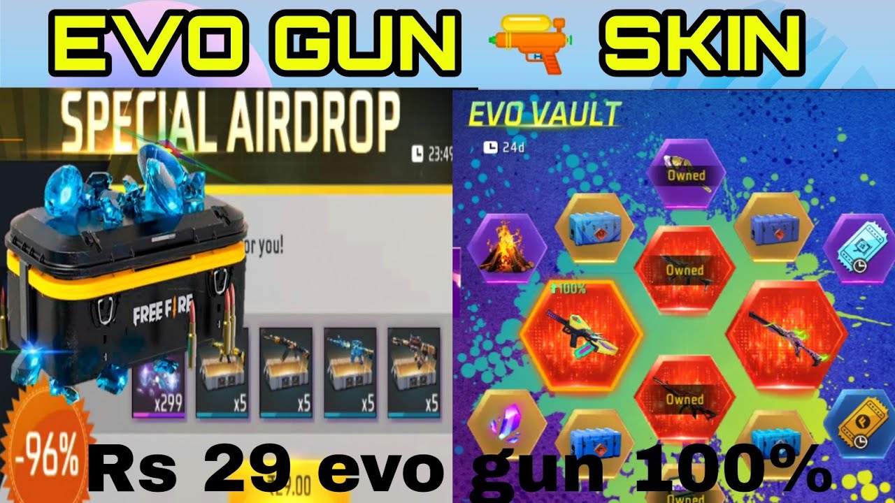 TopUp rs29 only evo gun skin milega 100% guarantees free fire event - YouTube