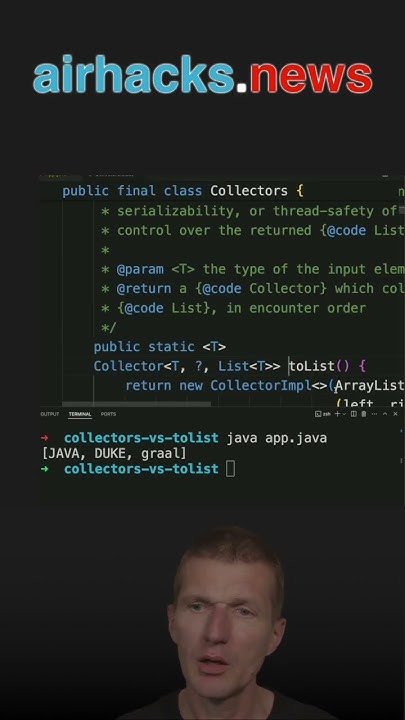 Collectors Tolist Vs Stream Tolist Java Shorts Coding Airhacks Youtube