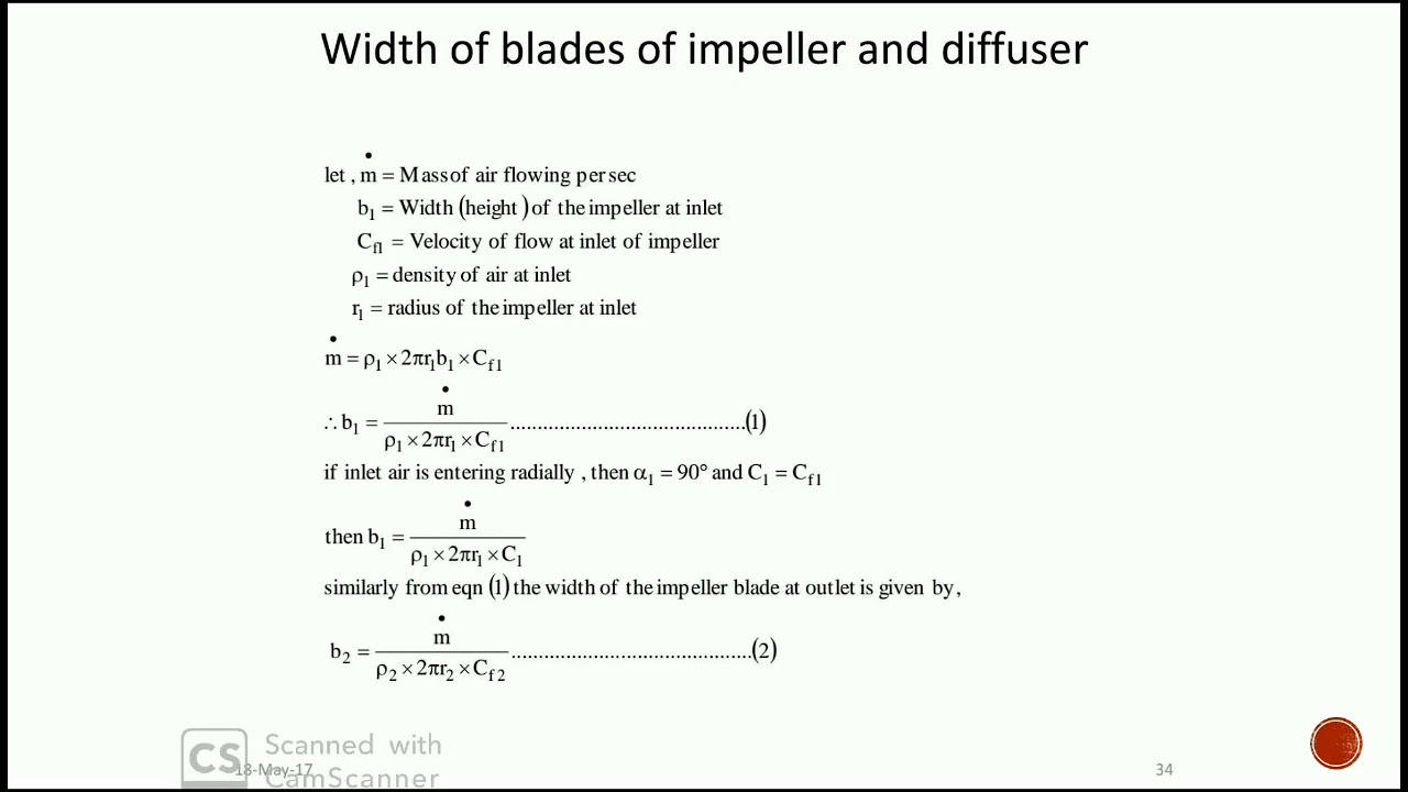Module 6 - Width of the blades of impeller and diffuser, characteristic ...