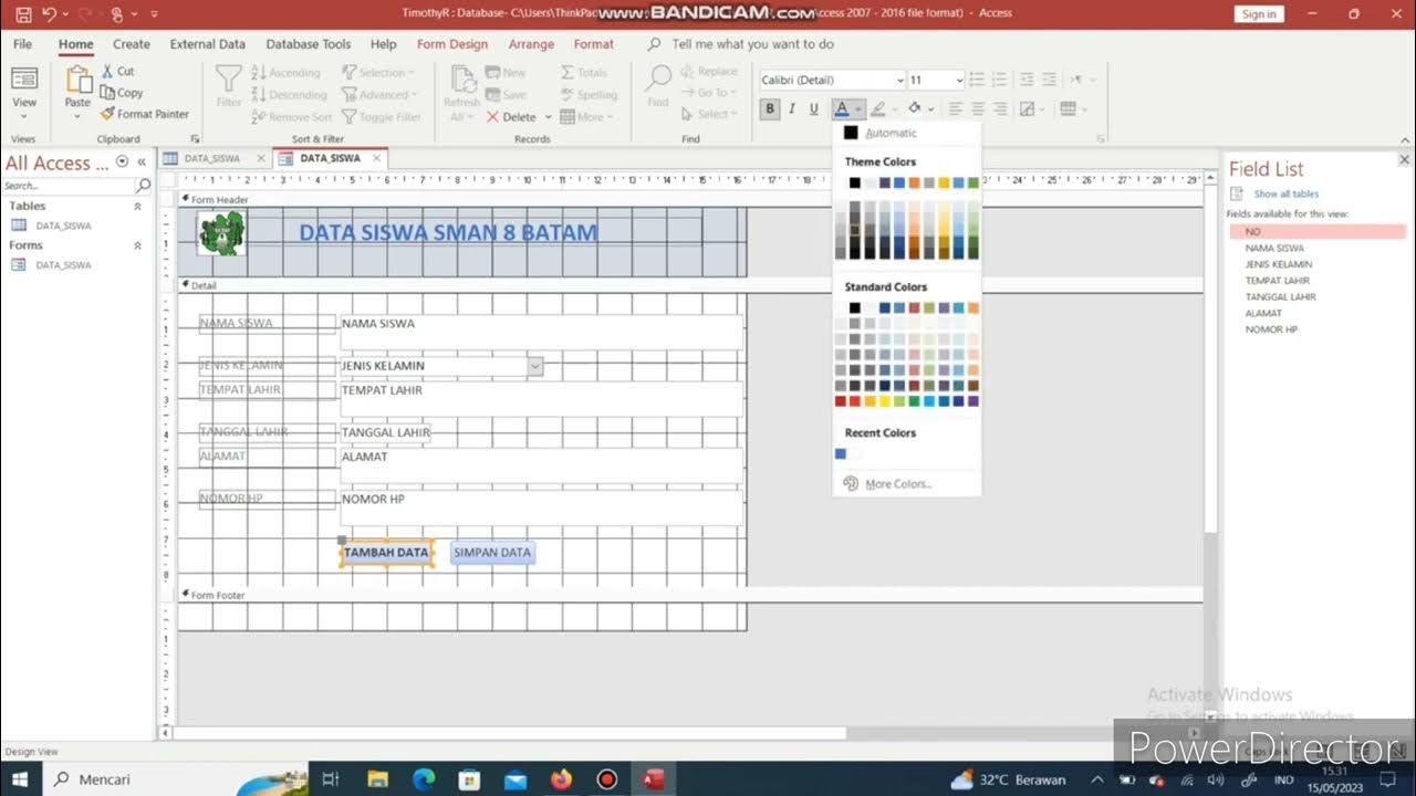 MEMBUAT DATABASE PADA MICROSOFT ACCESS - YouTube
