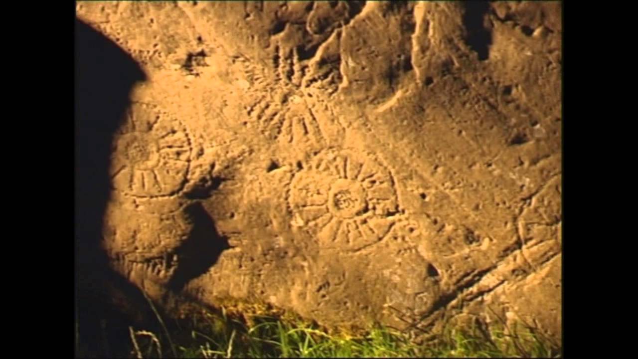 Dowth Stone of the Seven Suns illuminated - YouTube
