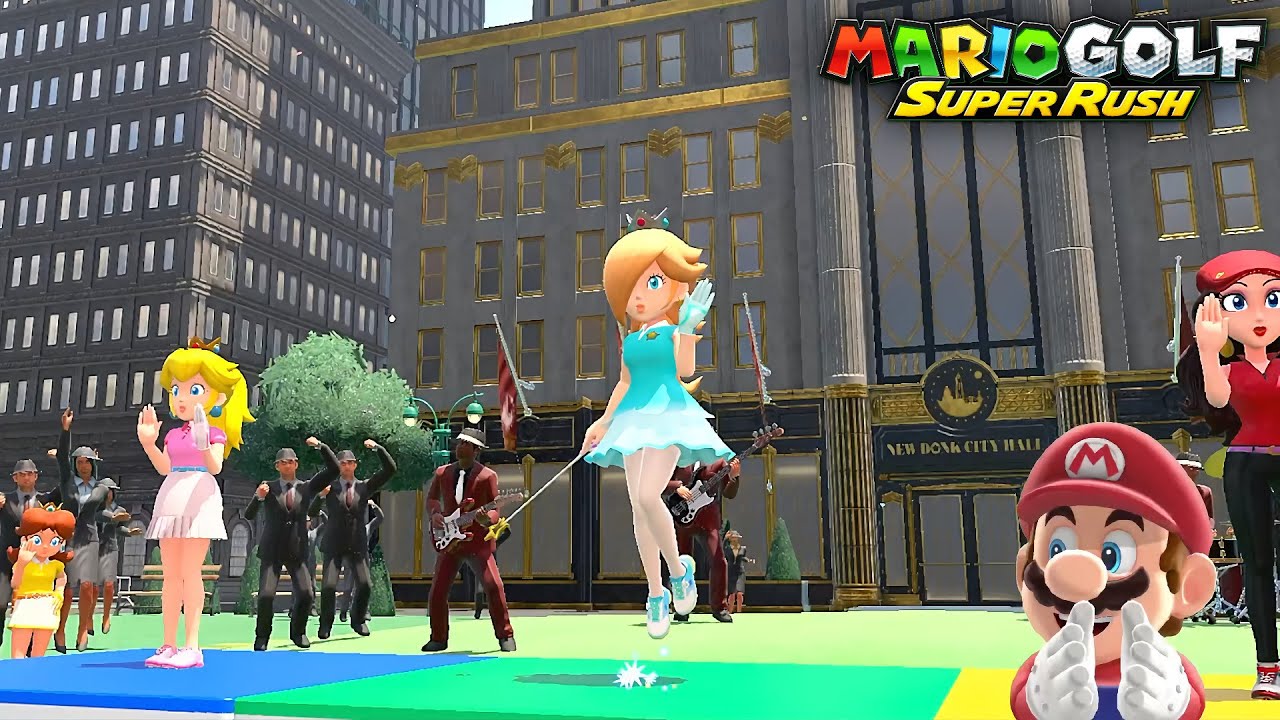 Mario Golf Super Rush Peach vs Daisy vs Rosalina vs Pauline at New Donk ...
