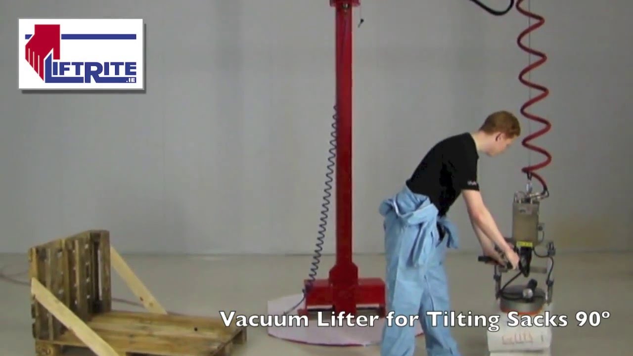 Vacuum Lifter for Sacks - Tilting 90º | Lift Rite - YouTube