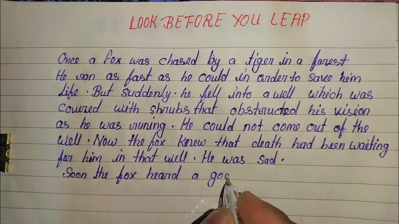 Look Before You Leap.Short story. Easy story writing, Easy handwriting ...