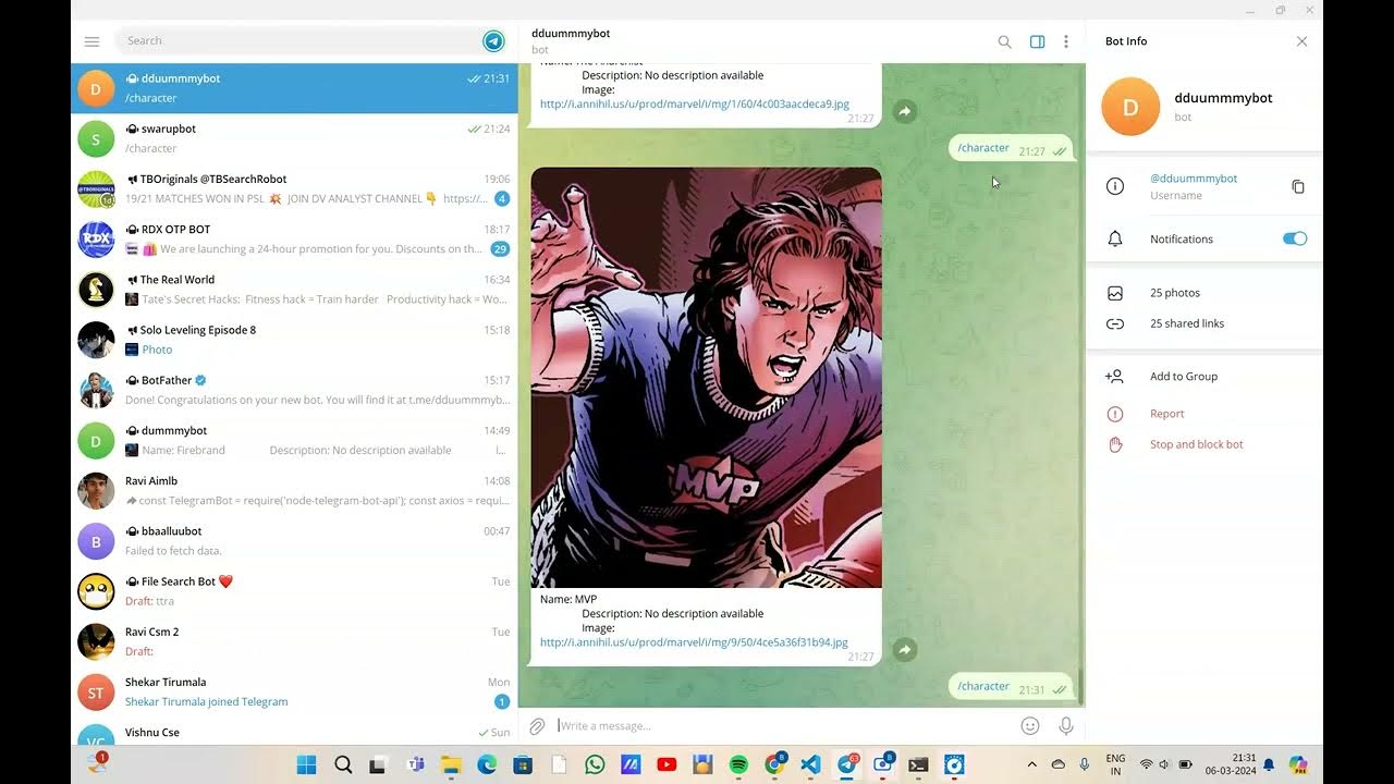 telegram chatbot using database - YouTube