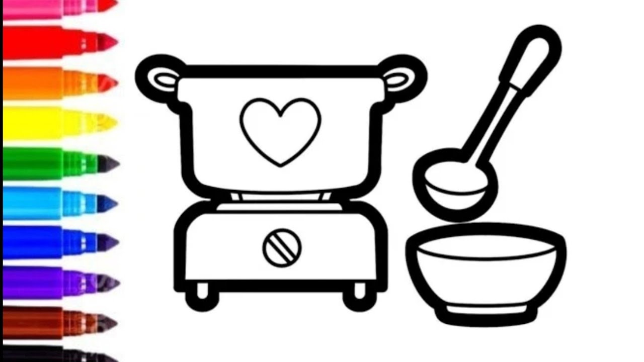 Kitchen utensils Easy and Simple Drawing Pages Painting And Coloring ...