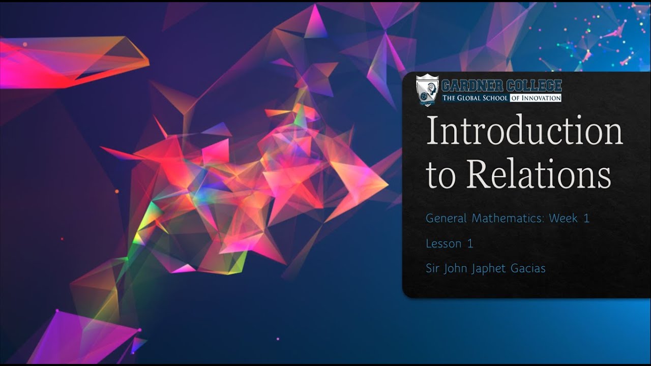GENERAL MATHEMATICS SHS 11: WEEK 1 LESSON 1 INTRODUCTION TO RELATIONS ...