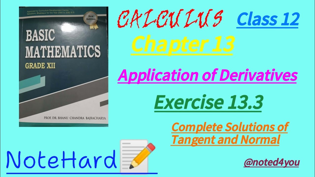 APPLICATION OF DERIVATIVES | Class 12 | Chapter 13 | Exercise 13.3 ...