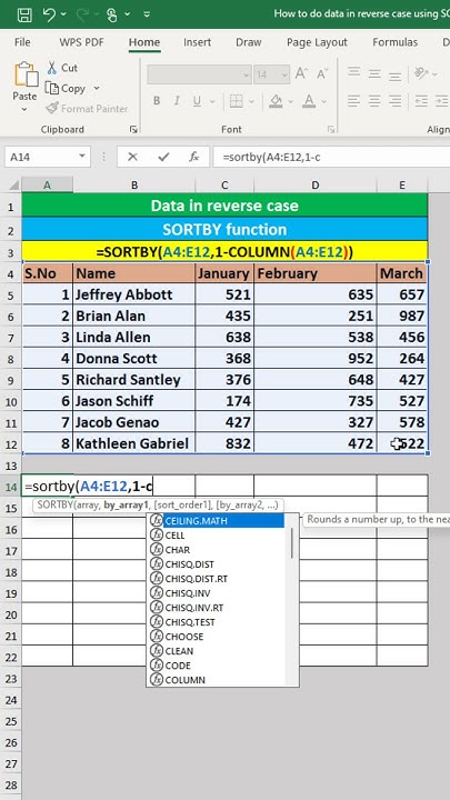 How to do data in reverse case using SORTBY in excel - YouTube