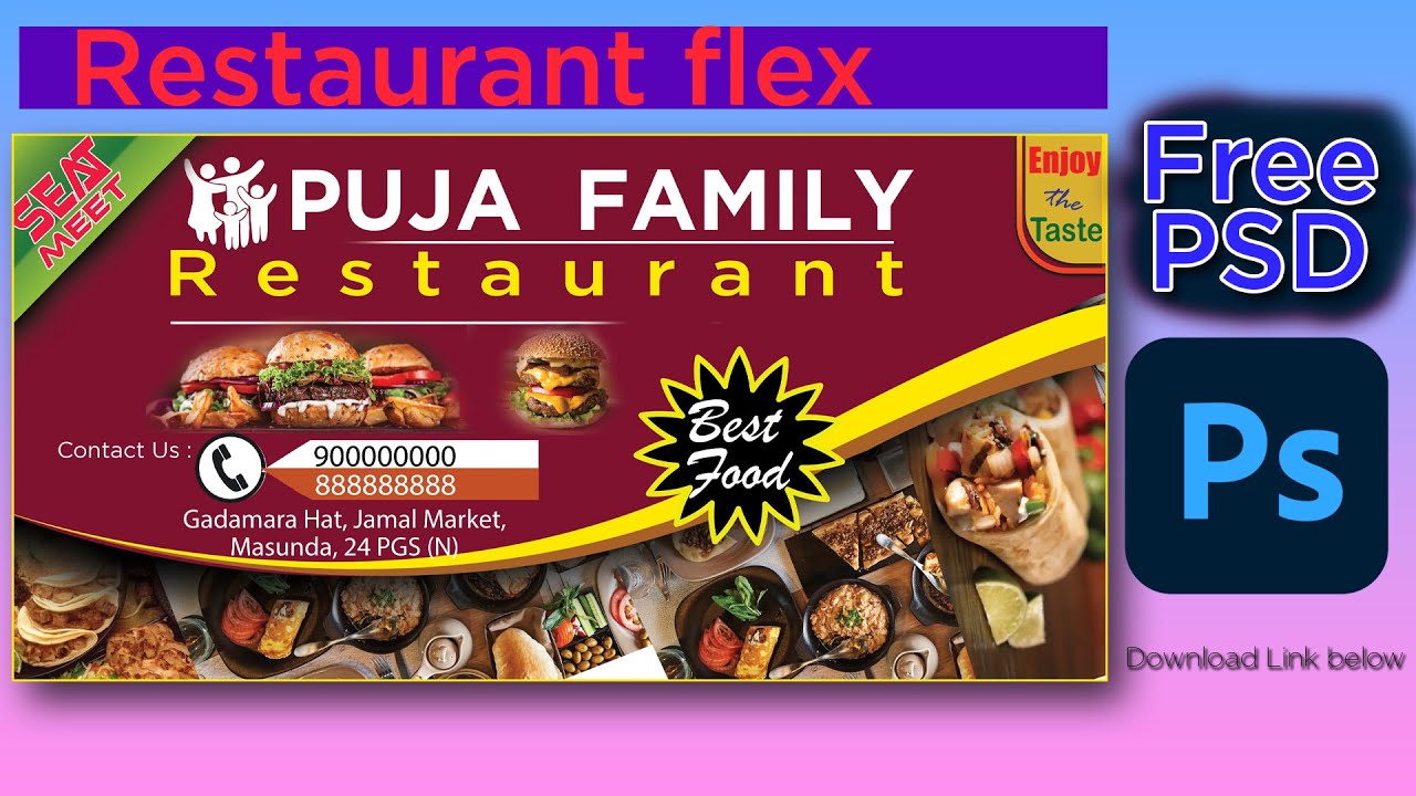 Restaurant flex design making - YouTube