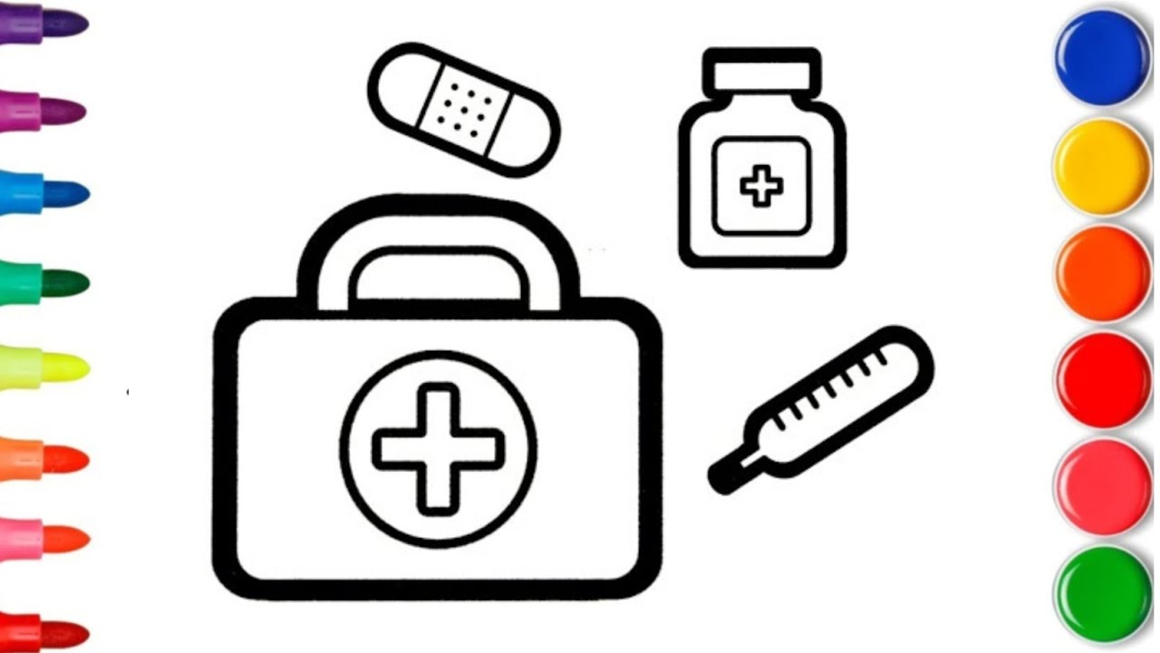 first aid kit drawing, painting & coloring for kids - YouTube