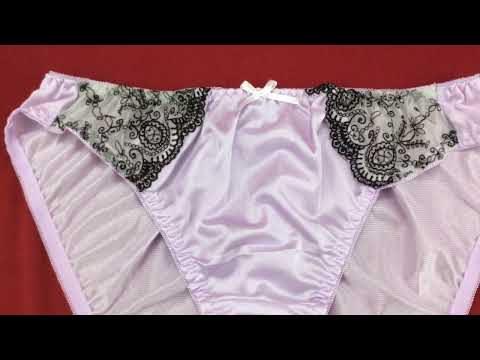 Violet Nylon Panties Bikini Sexy With Black Lace & Ribbon Japanese Style Size 3L | กางเกงในเซ็ก...