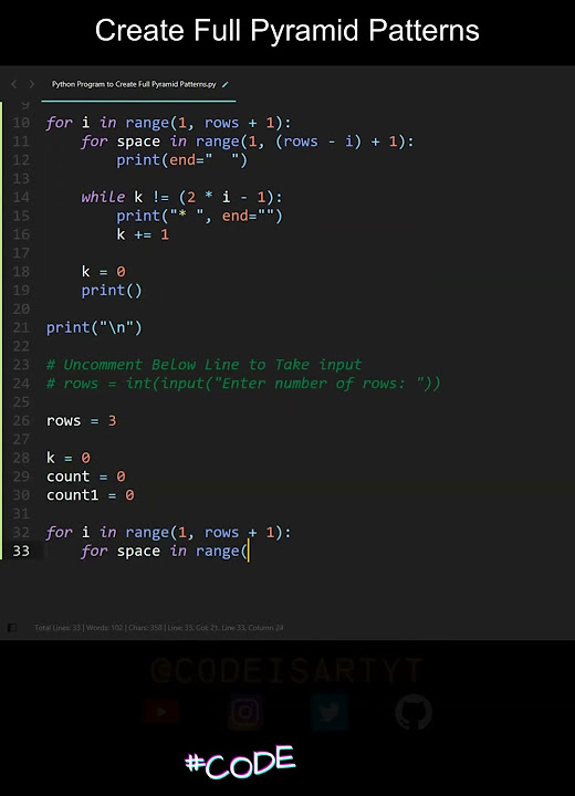 Create Full Pyramid Patterns In Python Python Examples Python