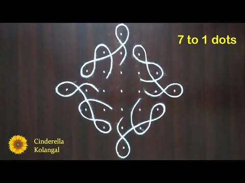 Sikku Kolam 7 to 1 dots #91