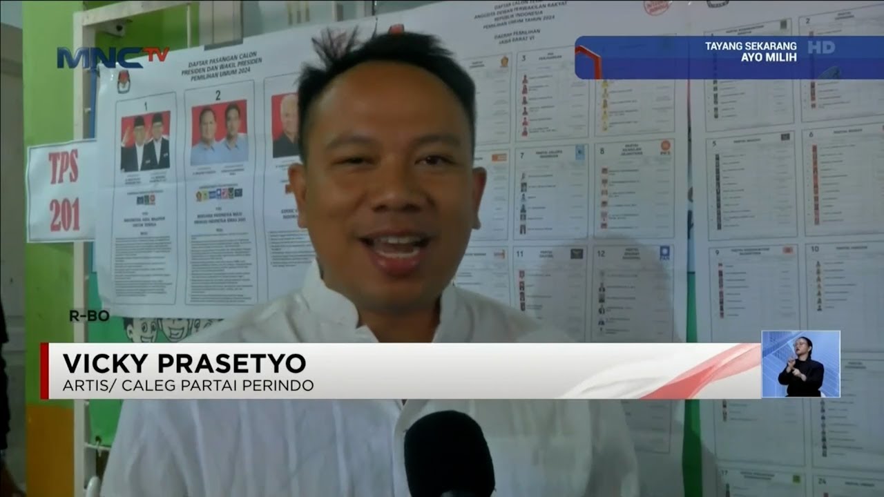 Caleg Artis Nyoblos, Vicky Prasetyo Nyoblos di TPS 01 Kemang Pratama, Bekasi - Ayo Milih 14/02 ...