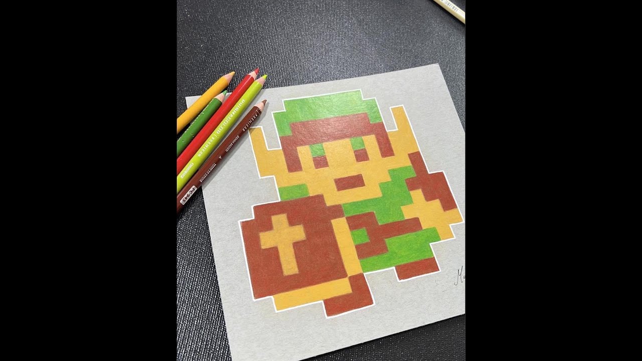 Drawing Link 8 bit Original Game in colored pencils - YouTube