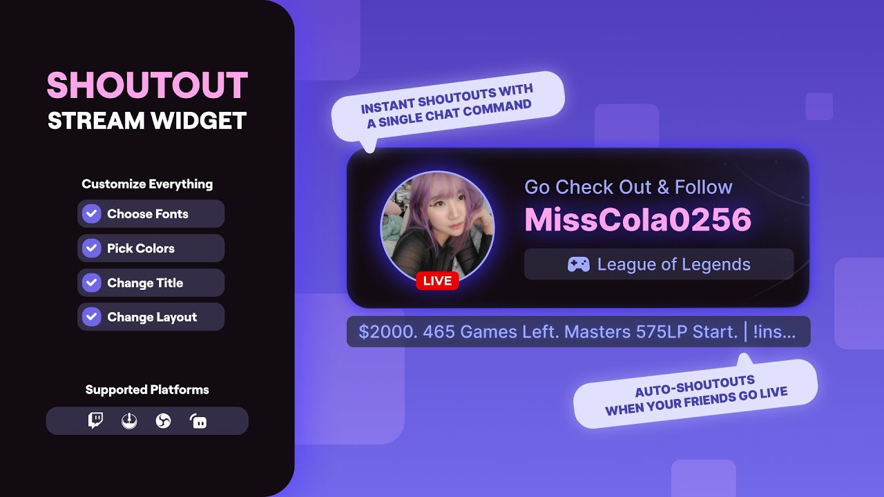 Animated Twitch Shoutout Widget for StreamElements & OBS Studio - YouTube