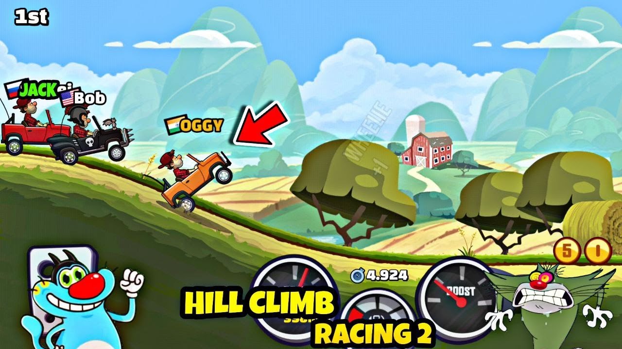 OGGY AND JACK PLAYING HILL CLIMB RACING 2 GAME | WITH JACK | OGGY GAME ...