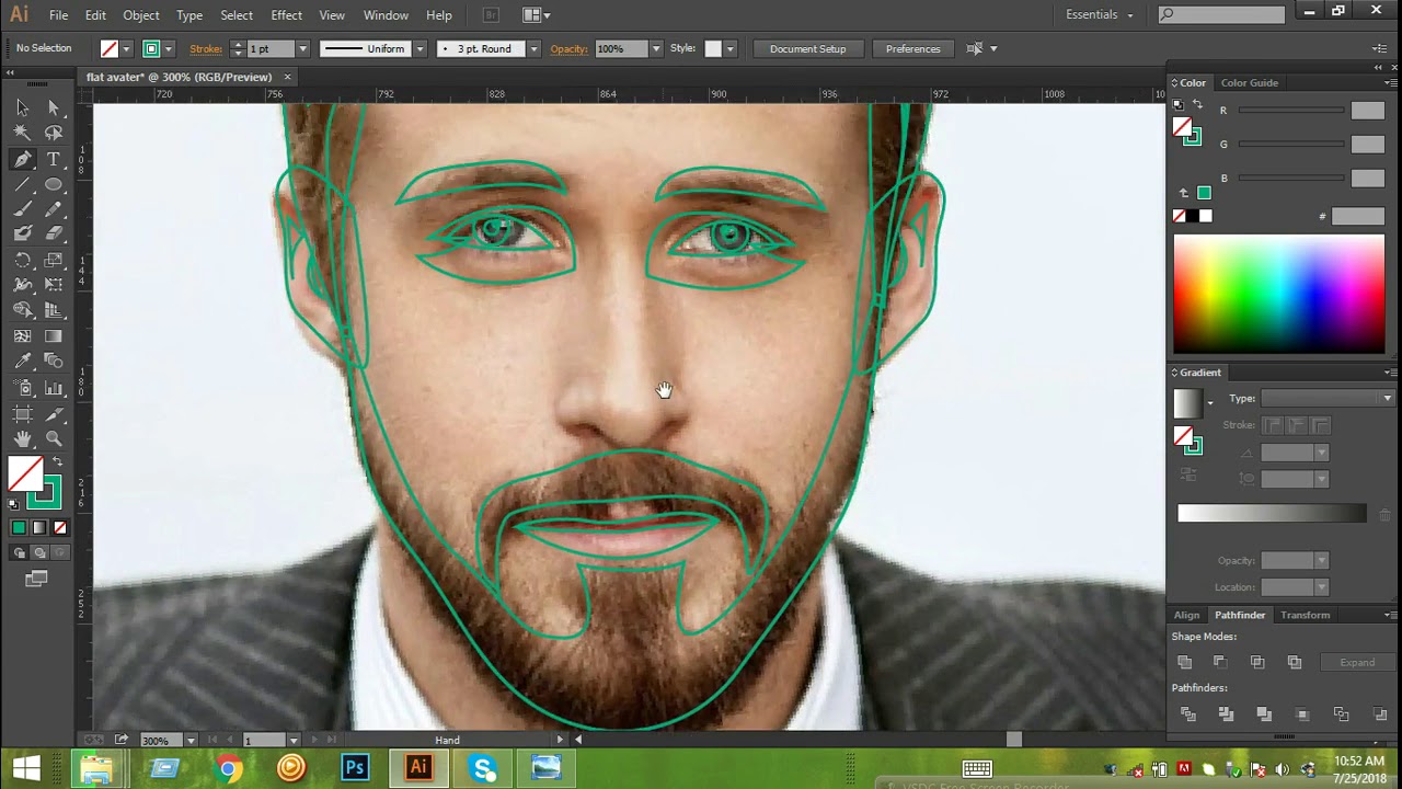 How To Designing a Flat Avatar | Flat icon | Adobe Illustrator | Speed ...