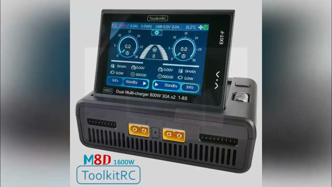 ToolkitRC M8D 2CH touch screen dual channel DC800W*2 maximum 30A 1-8S lithium battery 65W fast ...