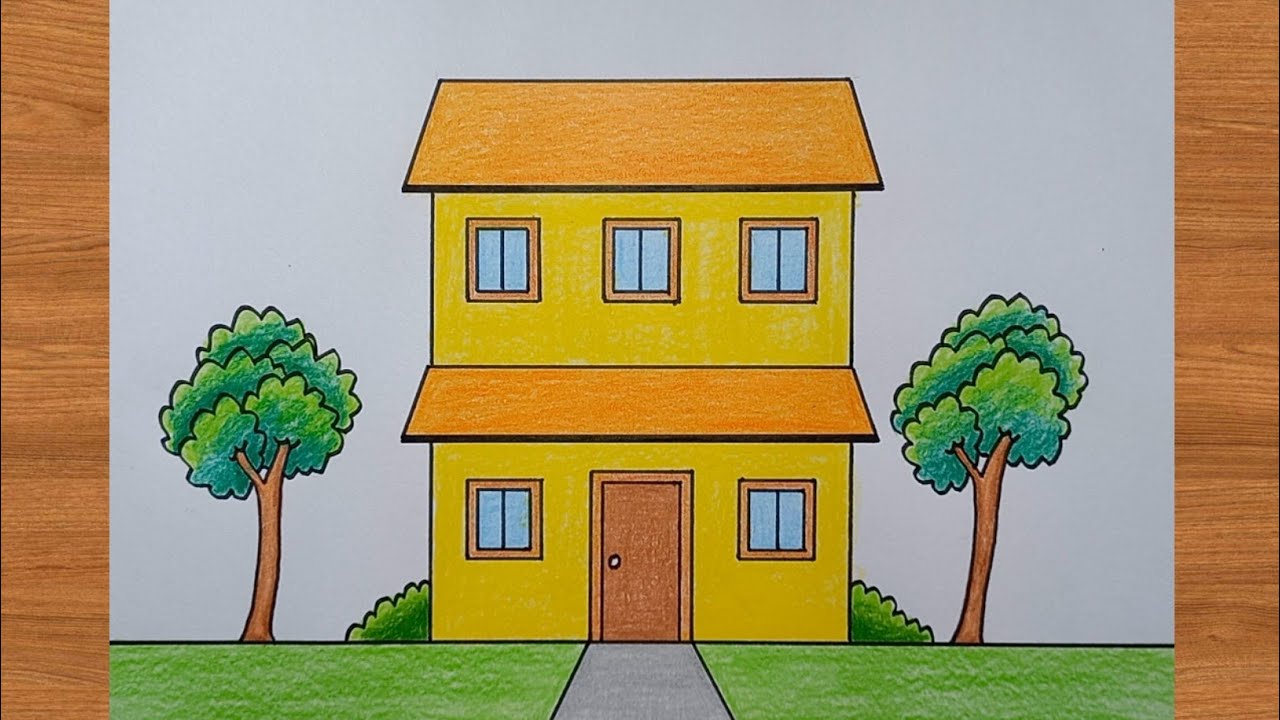 How to Draw a House (Very Easy Simple) Drawing a House for Beginners ...