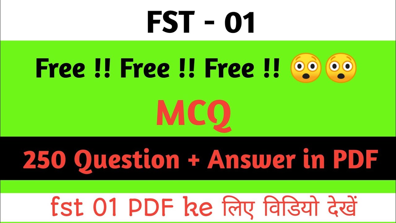 FST-01 || fst 01 mcq questions and answers pdf in hindi || fst01 free me pdf 250 question - YouTube