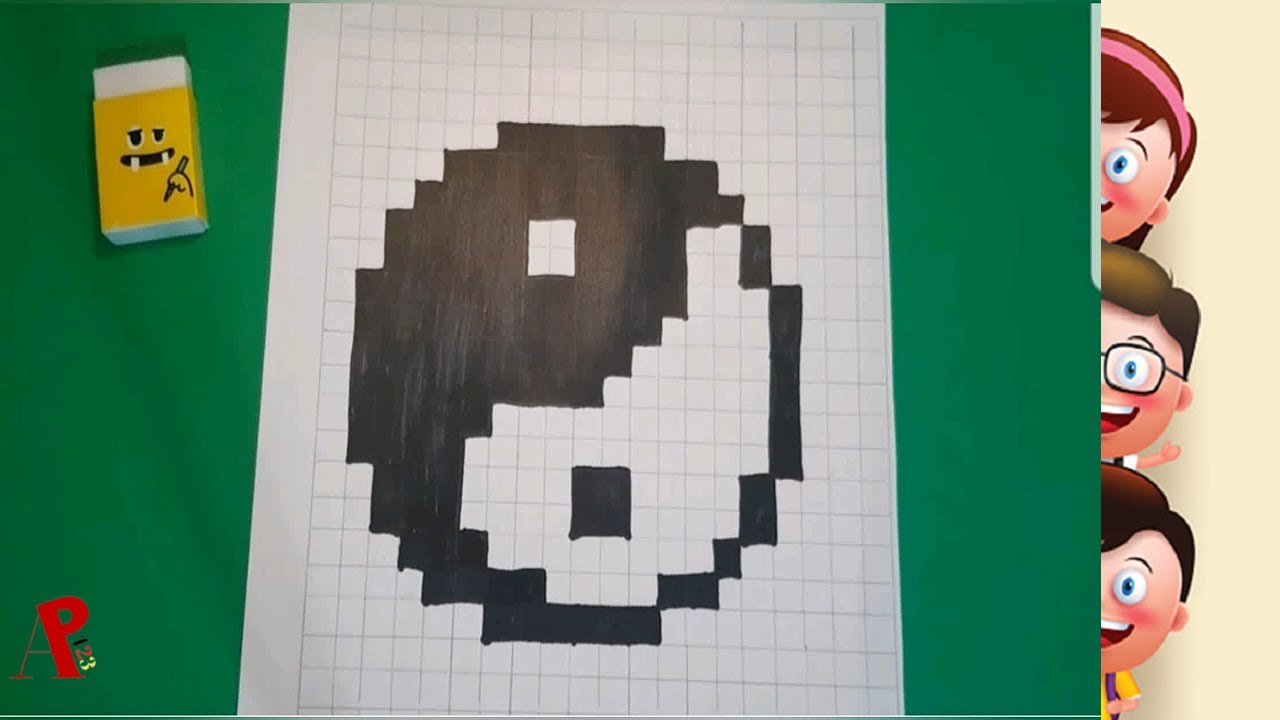 How To Draw Yin Yang easy Pixel Art | Pixelart123 - YouTube