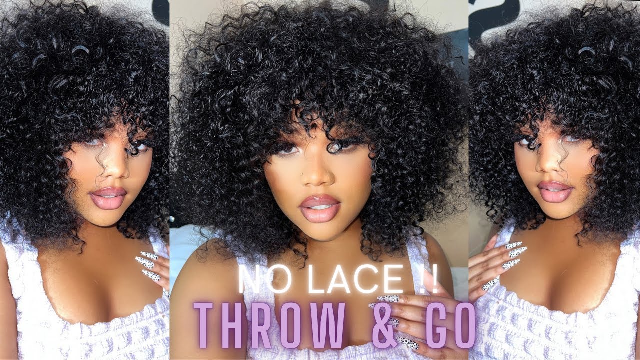 EASY CURLY THROW ON & GO WIG REVIEW | NO LACE & NO GLUE NEEDED | FT ...
