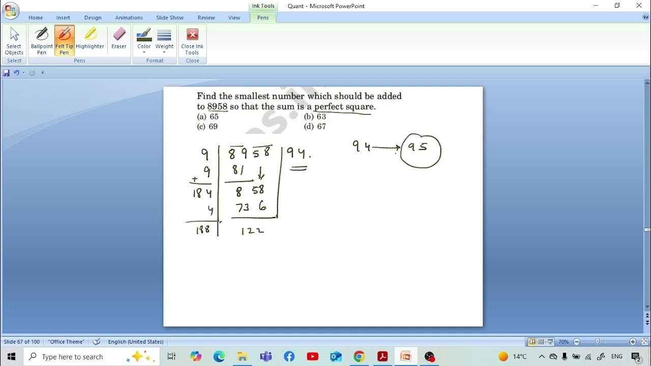 Find the smallest number which should be added to 8958 so that the sum is a perfect square - YouTube