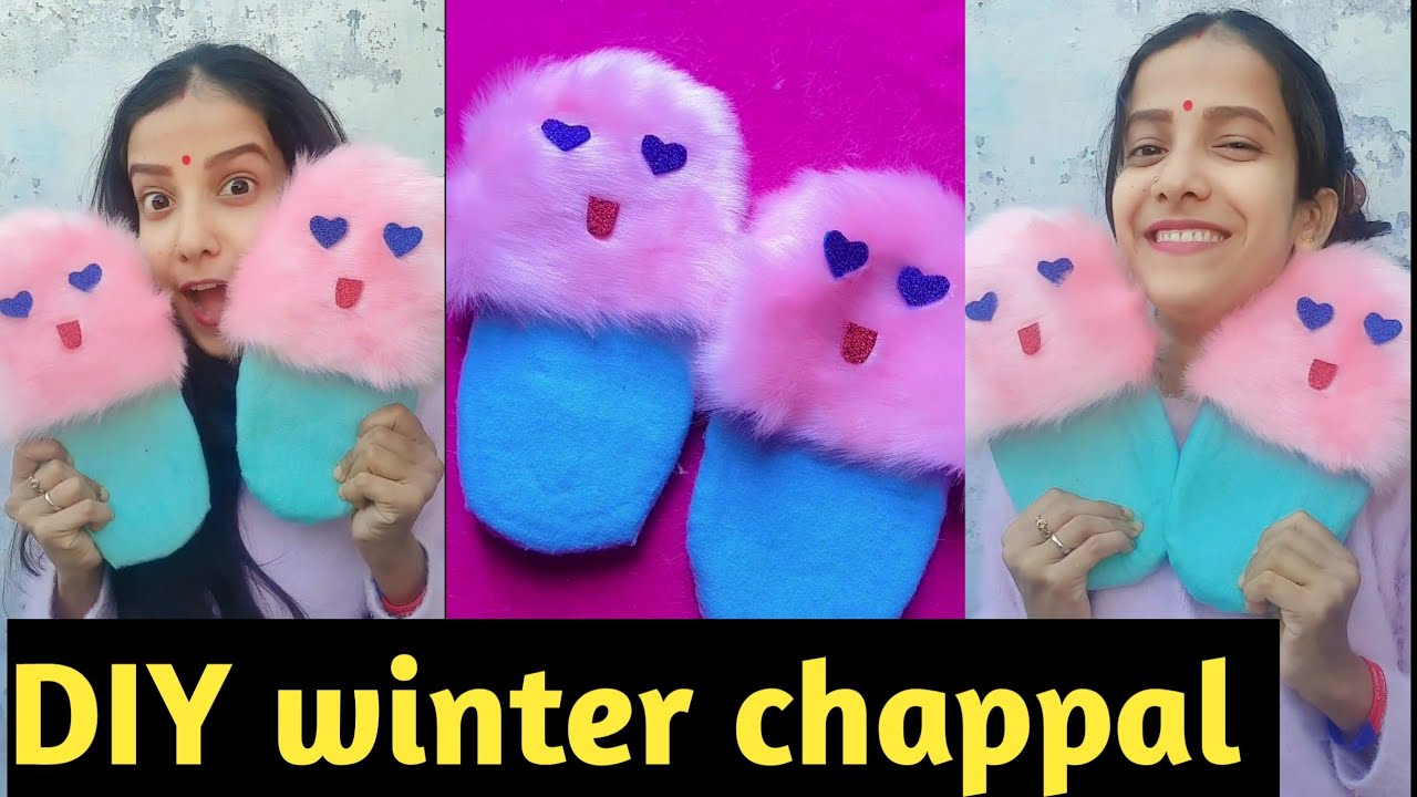 DIY winter chappal #craft #diy #winterdiy #chappal #handmade ...