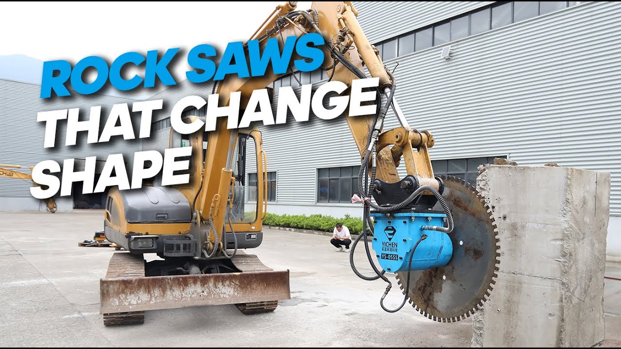 360 rotary cutting, this excavator rock saw is so cool！ - YouTube