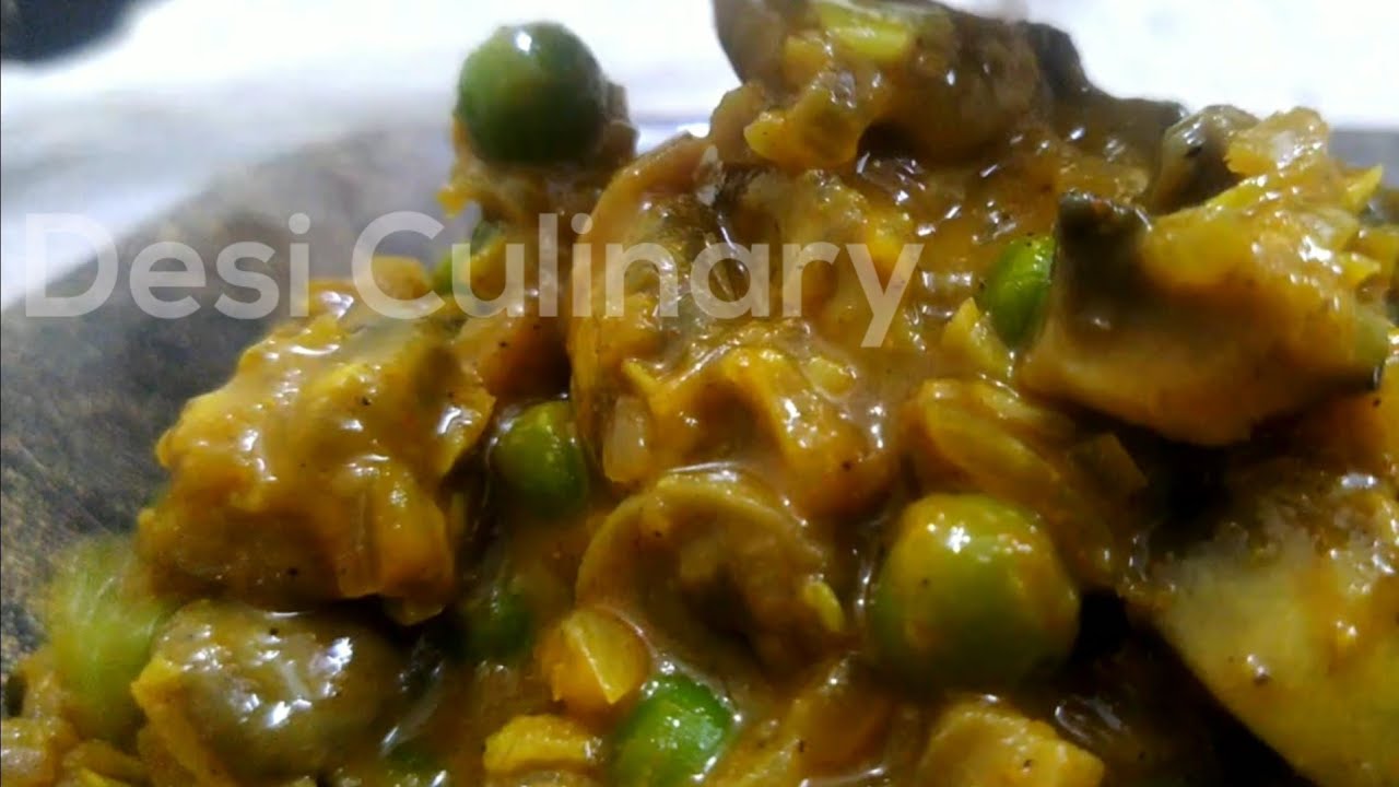 ढींगरी मटर मसाला। Dhingri Matar Masala। Mushroom & Green peas curry ...