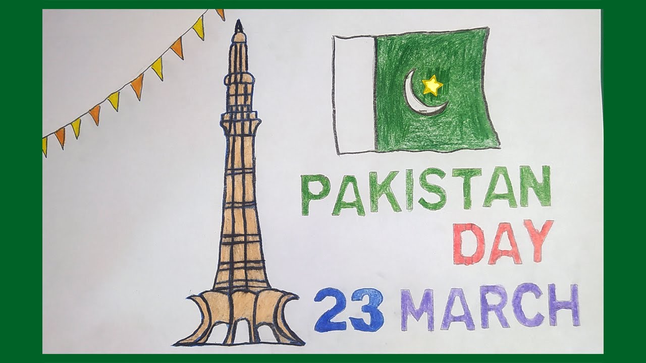 Yaum-e-Pakistan Day Drawing | Pakistan Resolution Day Drawing | 23rd ...